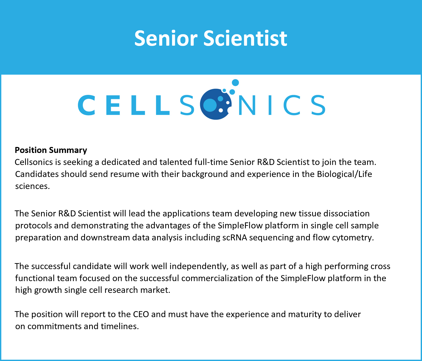 Careers | Cellsonics